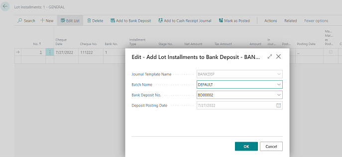 Using Bank Deposits for Lot Installments | HomeBuilder Docs